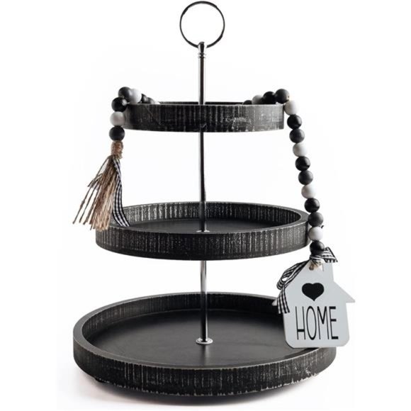 Accents | Farmhouse Tiered Tray 3 Tier Tray Display Kitchen Decor Round ...